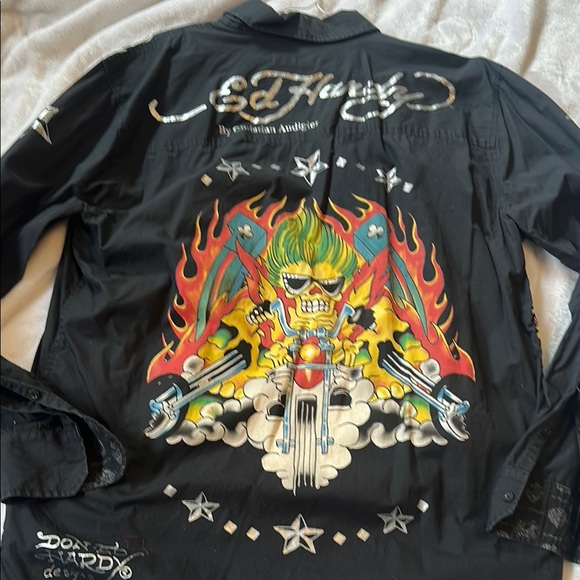Ed Hardy | Shirts | Ed Hardy Black Shirt With Colorful Skull Design ...